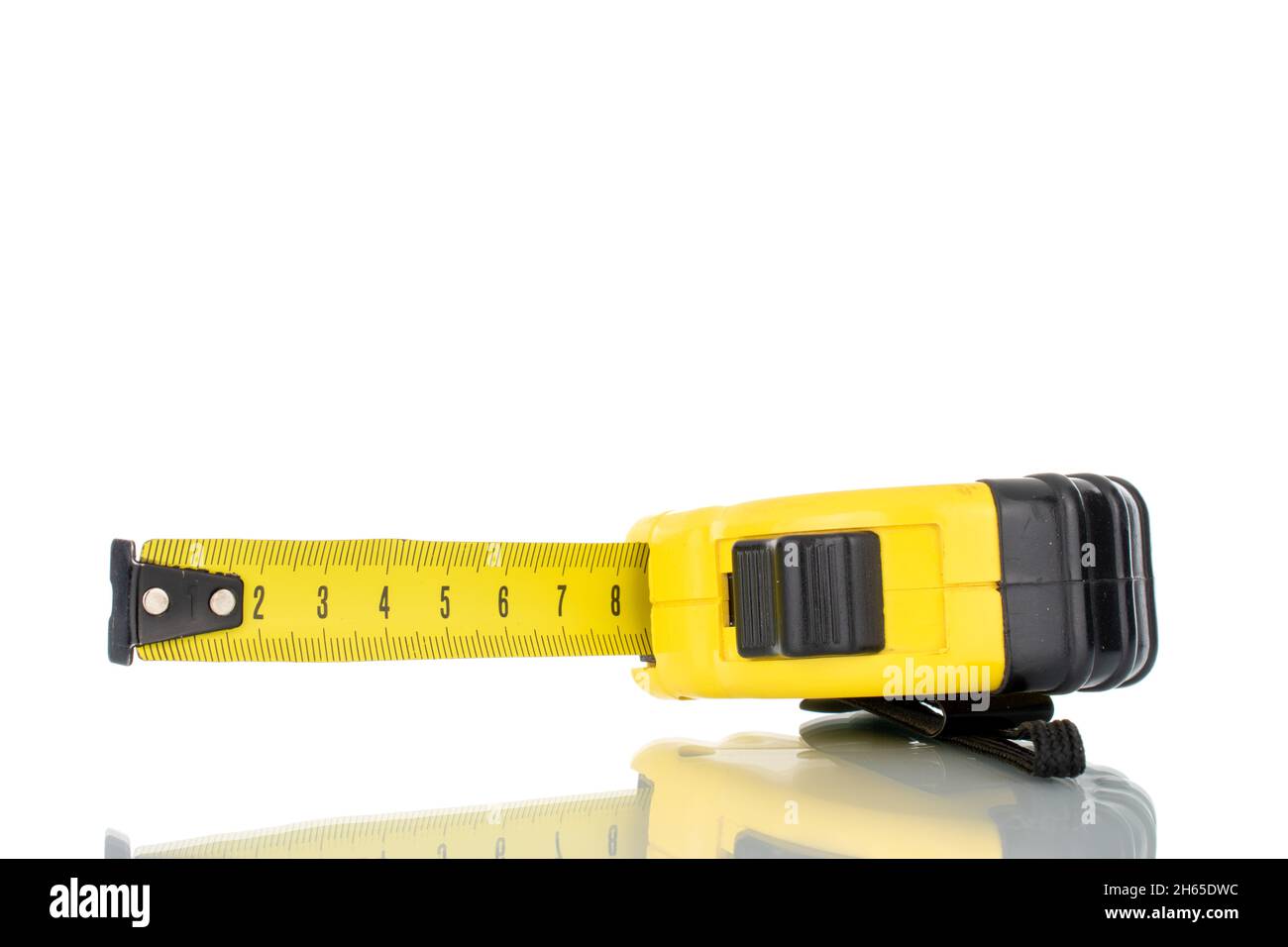 One tape measure for construction work, close-up, isolated on white ...