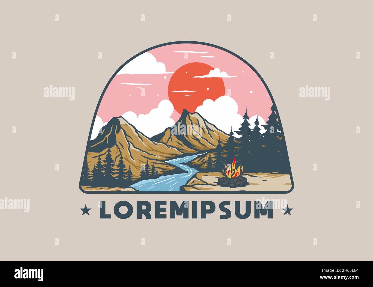 River between mountain cliffs illustration design Stock Vector Image ...