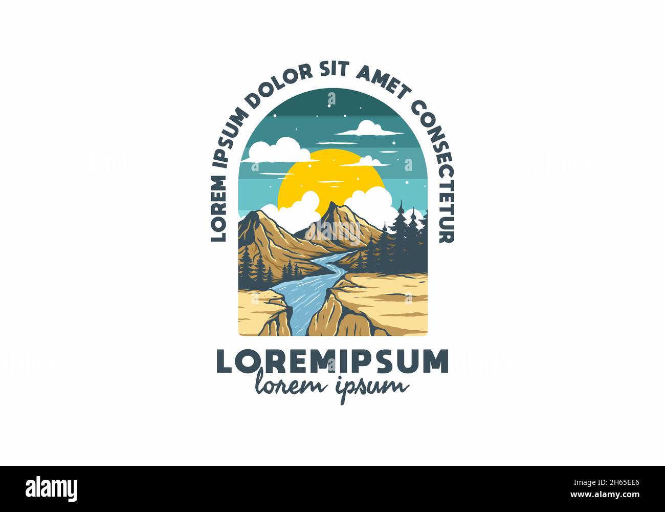 River between mountain cliffs illustration design Stock Vector Image ...