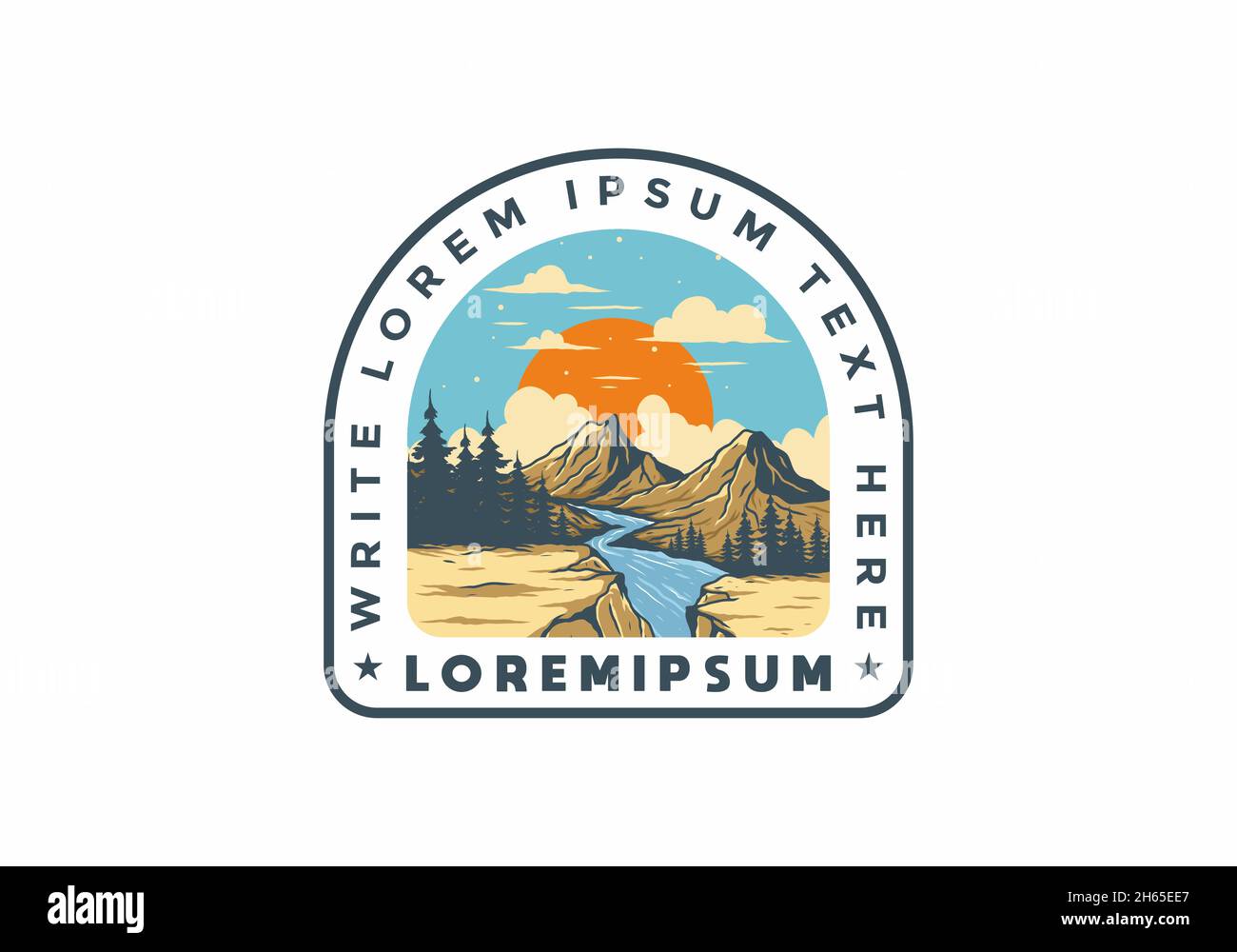 River between mountain cliffs illustration design Stock Vector Image ...