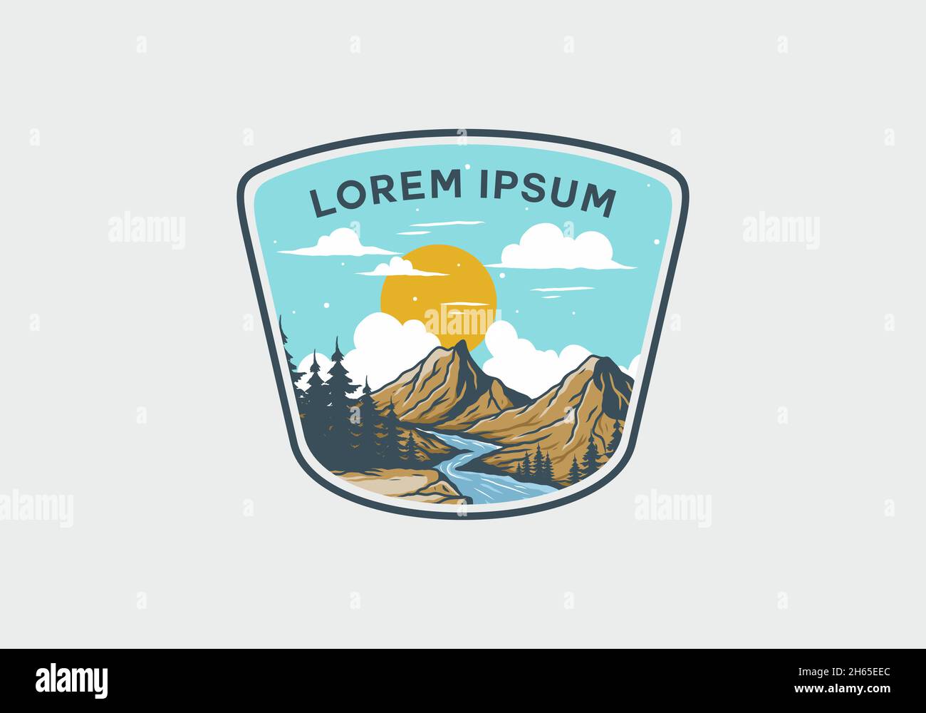 River between mountain cliffs illustration design Stock Vector Image ...