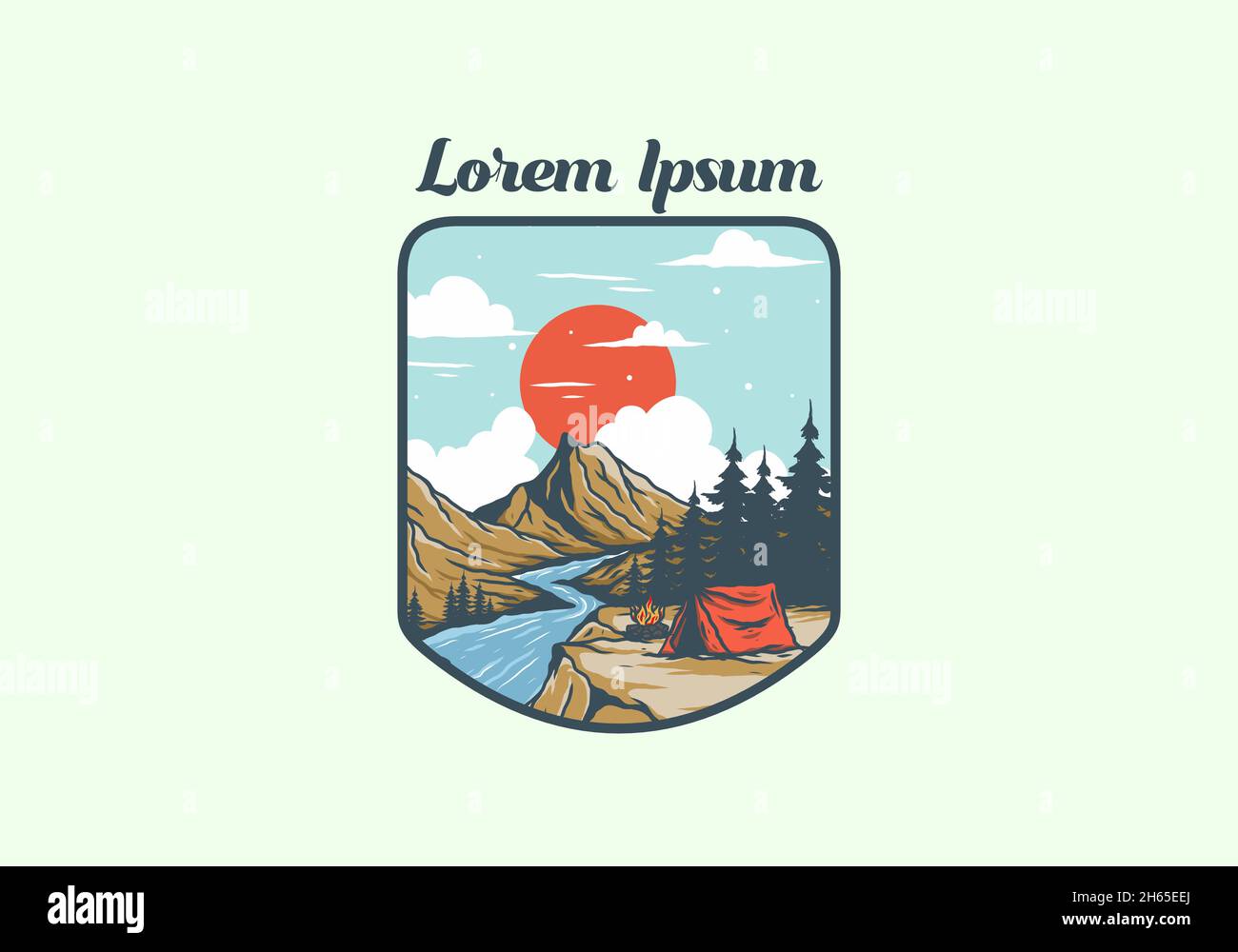 River between mountain cliffs illustration design Stock Vector Image ...