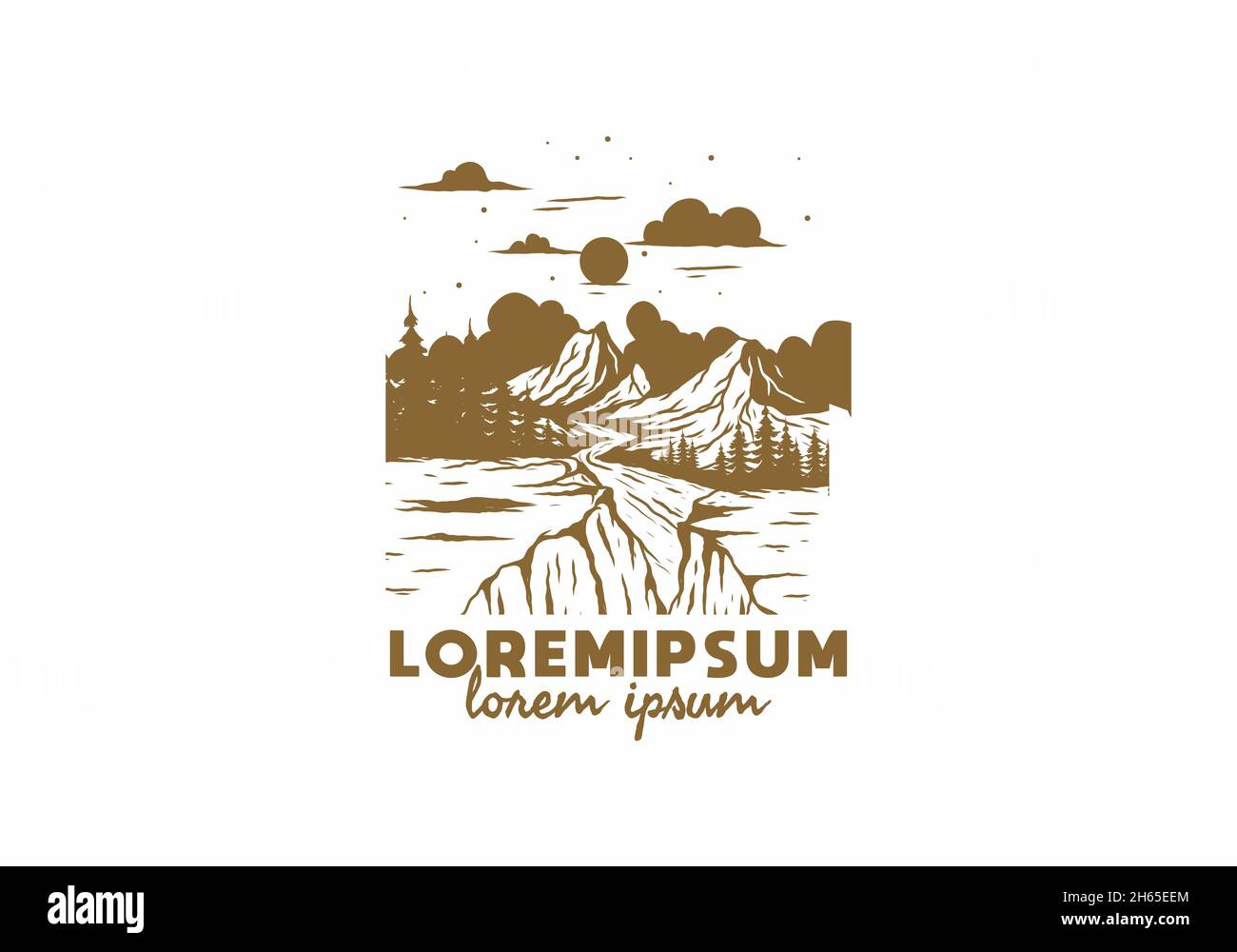 River between mountain cliffs illustration design Stock Vector Image ...