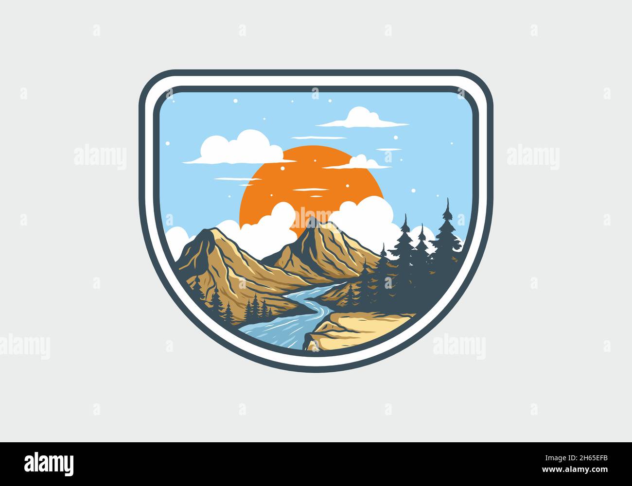River between mountain cliffs illustration design Stock Vector Image ...