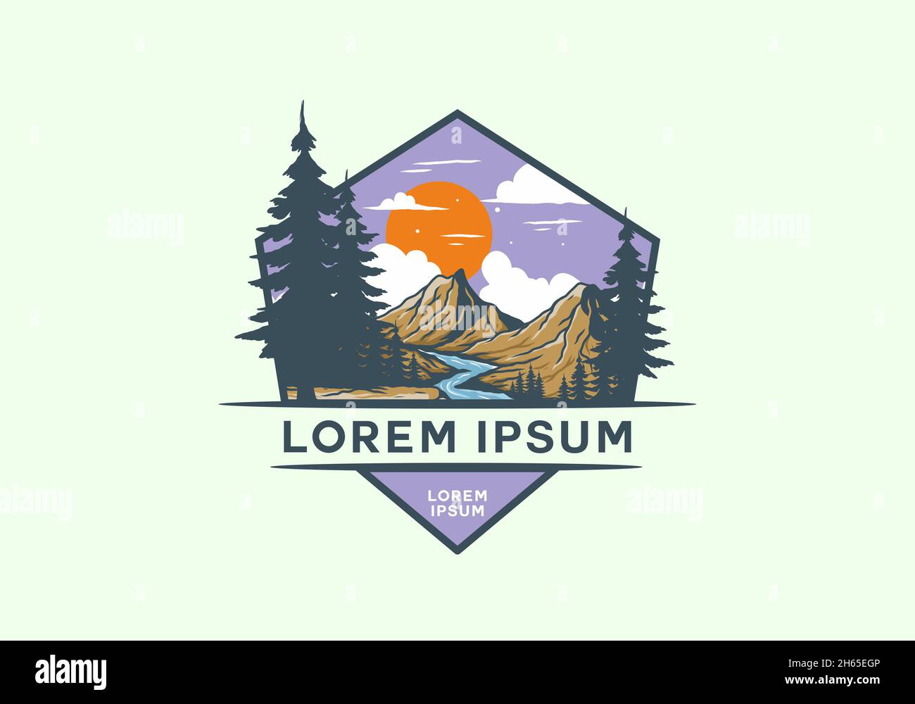 River between mountain cliffs illustration design Stock Vector Image ...