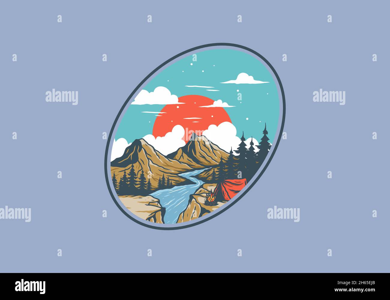 River between mountain cliffs illustration design Stock Vector Image ...