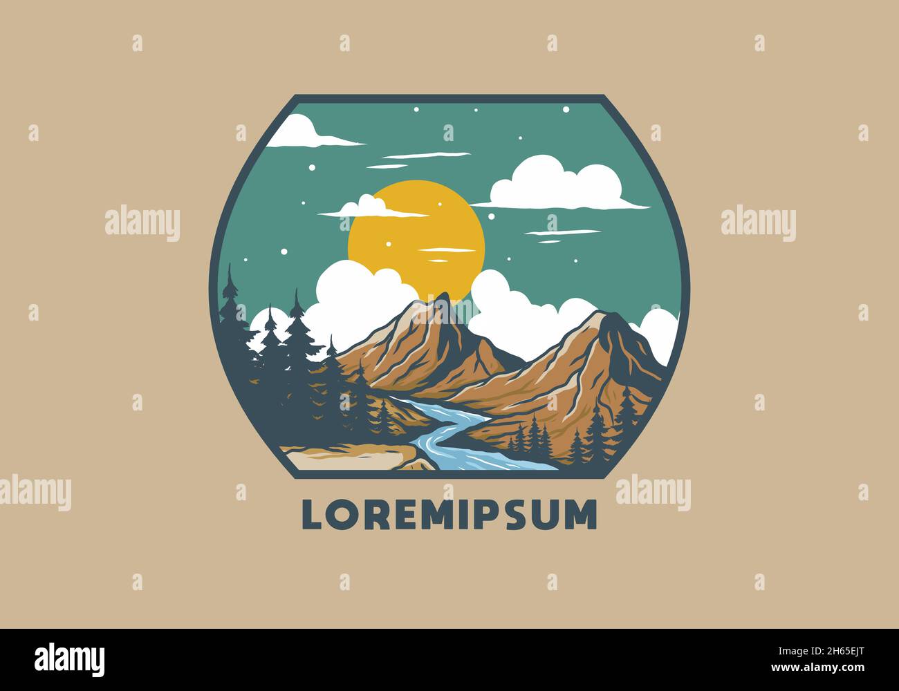 River between mountain cliffs illustration design Stock Vector Image ...