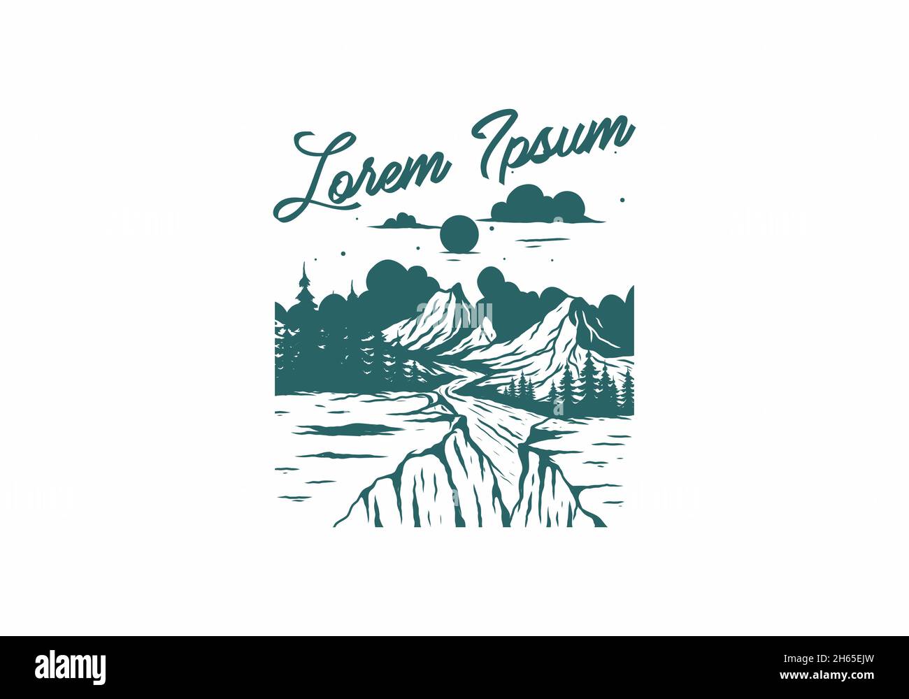 River between mountain cliffs illustration design Stock Vector Image ...