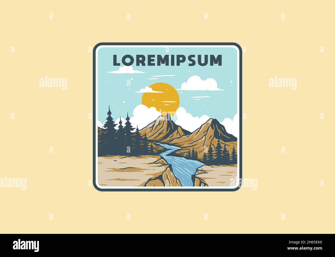 River between mountain cliffs illustration design Stock Vector Image ...