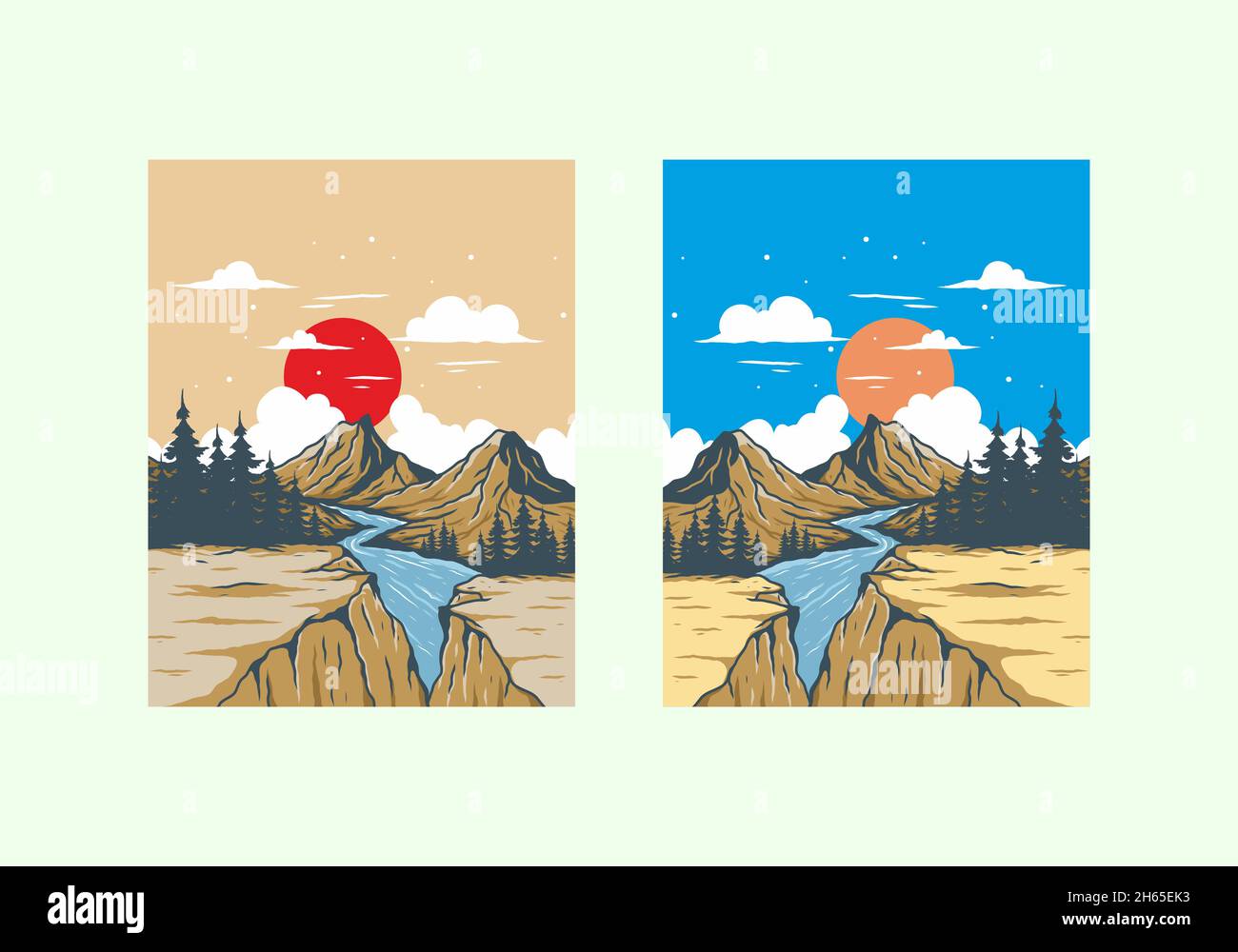 River between mountain cliffs illustration design Stock Vector Image ...