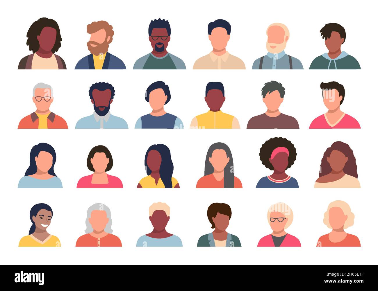 Set of persons, avatars, people heads of different ethnicity and age in ...