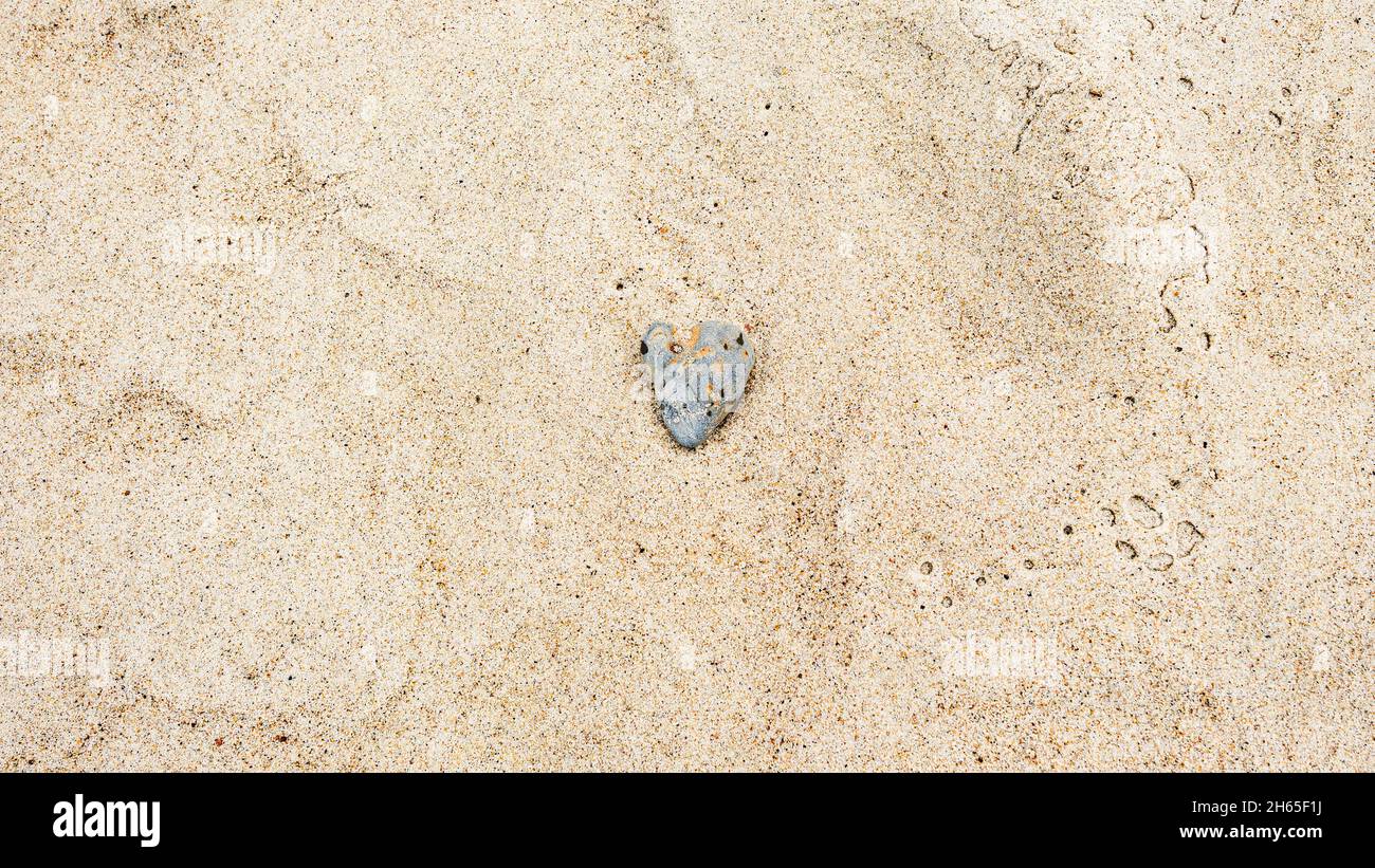 Heart-shaped gray sea rock on sandy beach Stock Photo - Alamy