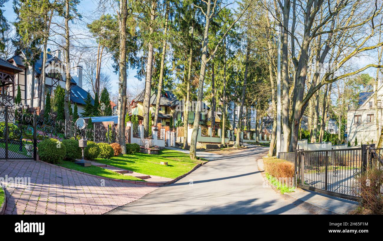 Panorama of Gorky Street with cottages in the resort town of ...