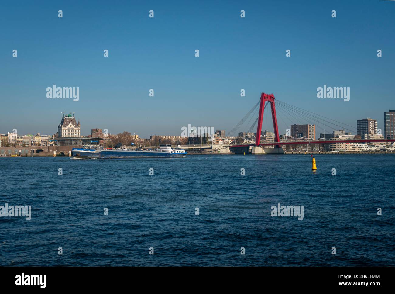 View of the Willemsbrug bridge and the city of Rotterdam, Netherlands ...