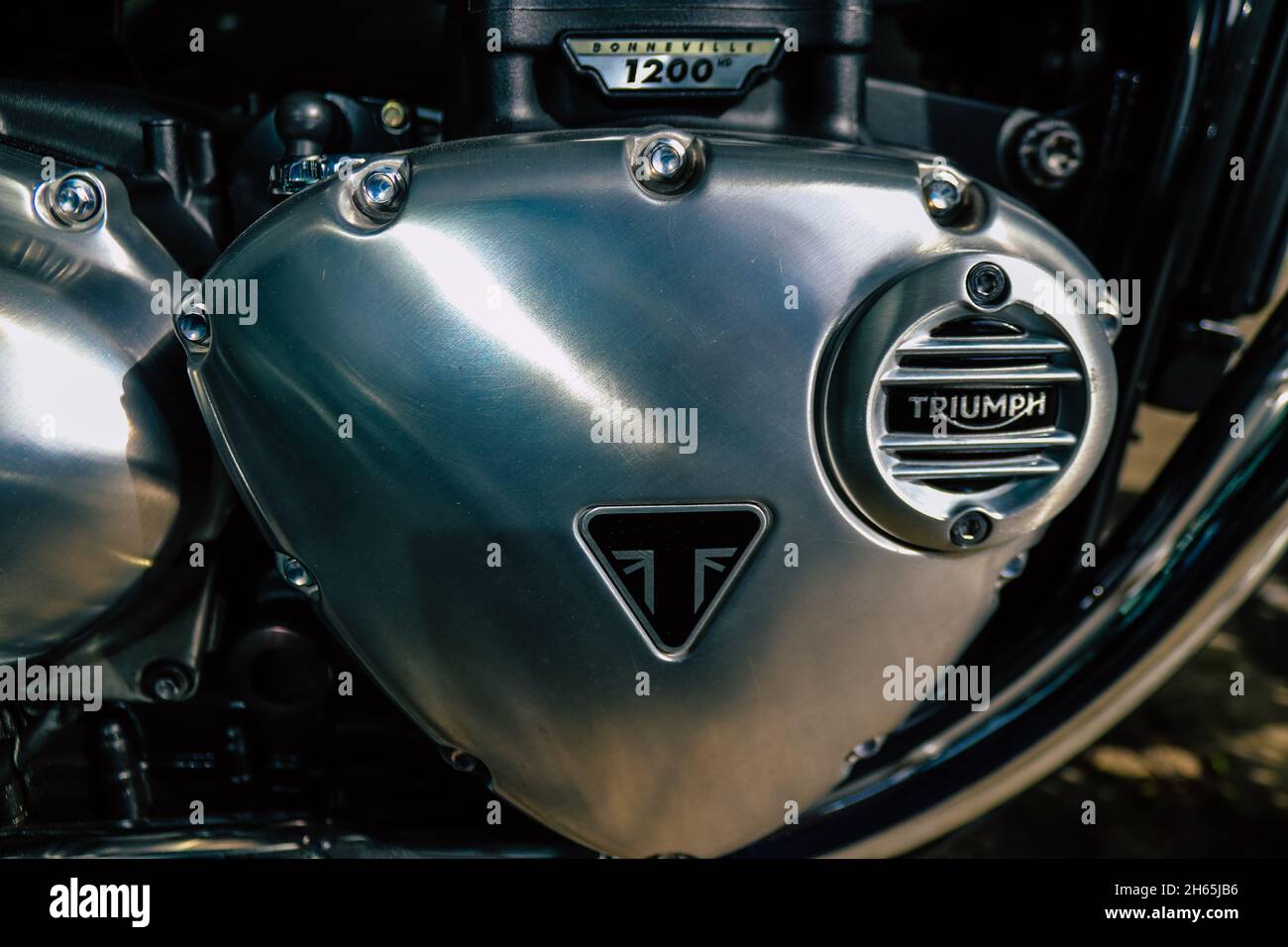 Athens, Greece - November 10, 2021 Triumph motorcycles parked in front ...