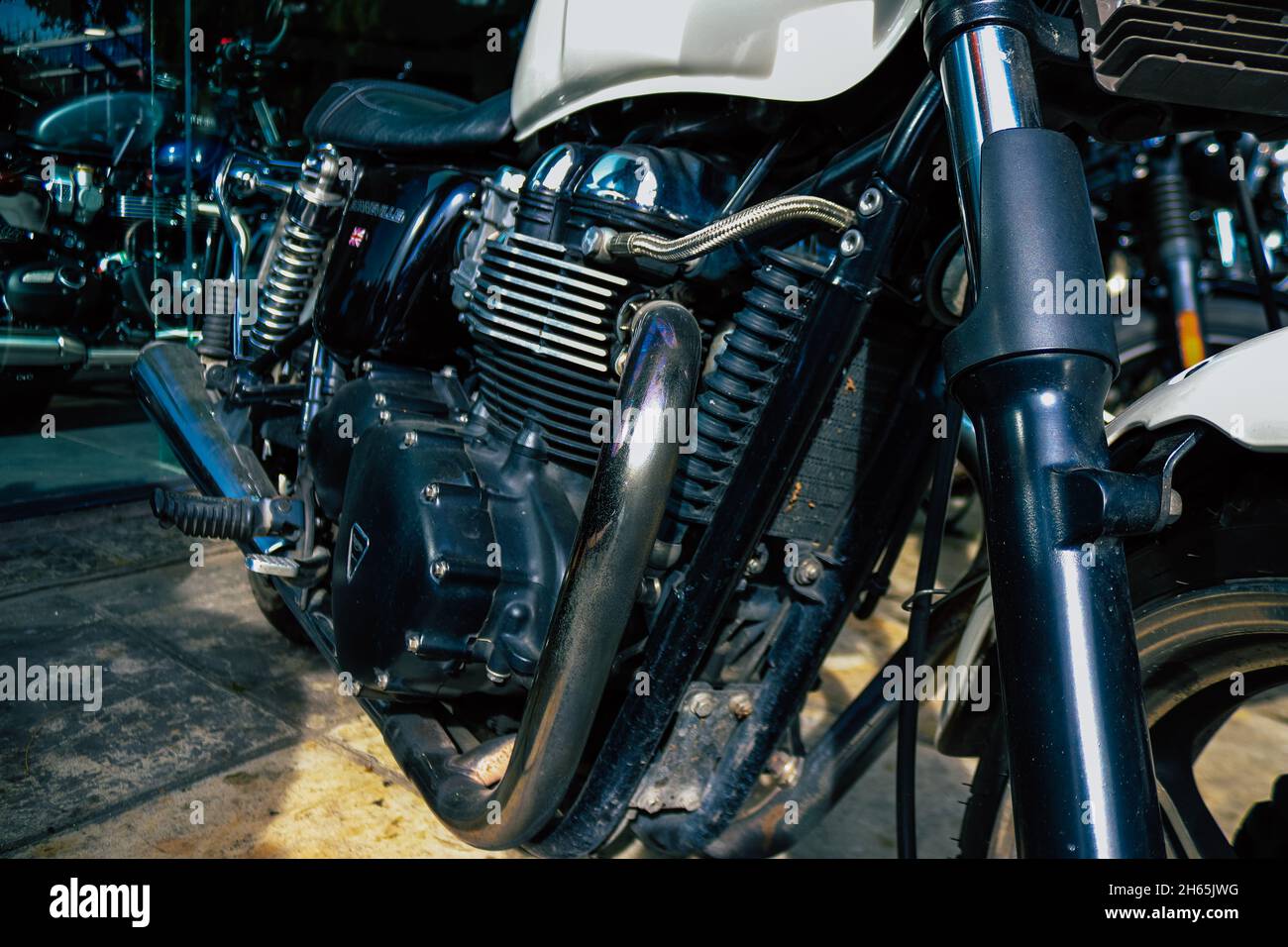 Athens, Greece - November 10, 2021 Triumph motorcycles parked in front ...