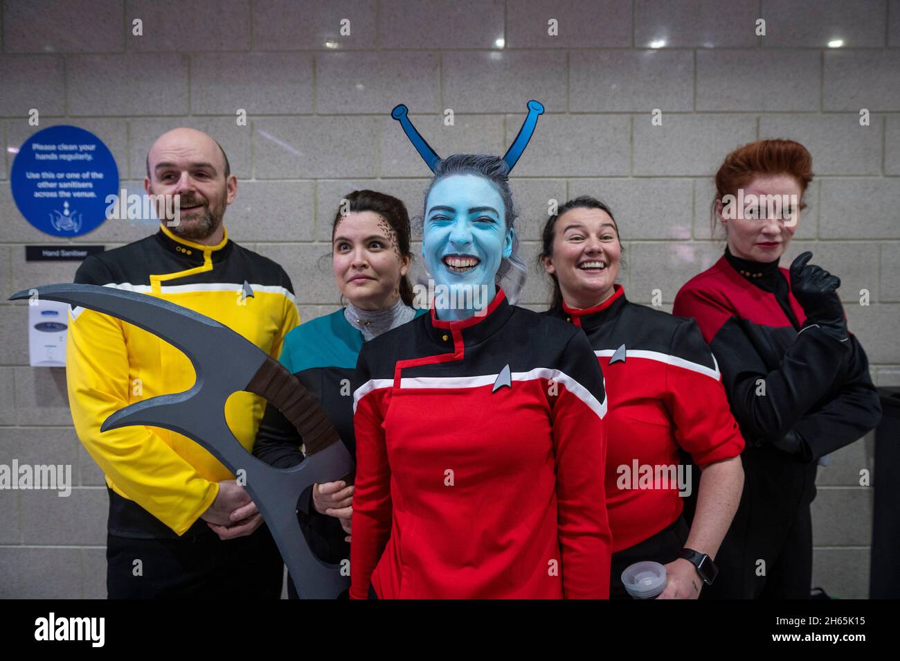 London, UK. 13 November 2021. A group of Star Trek fans wearing ...