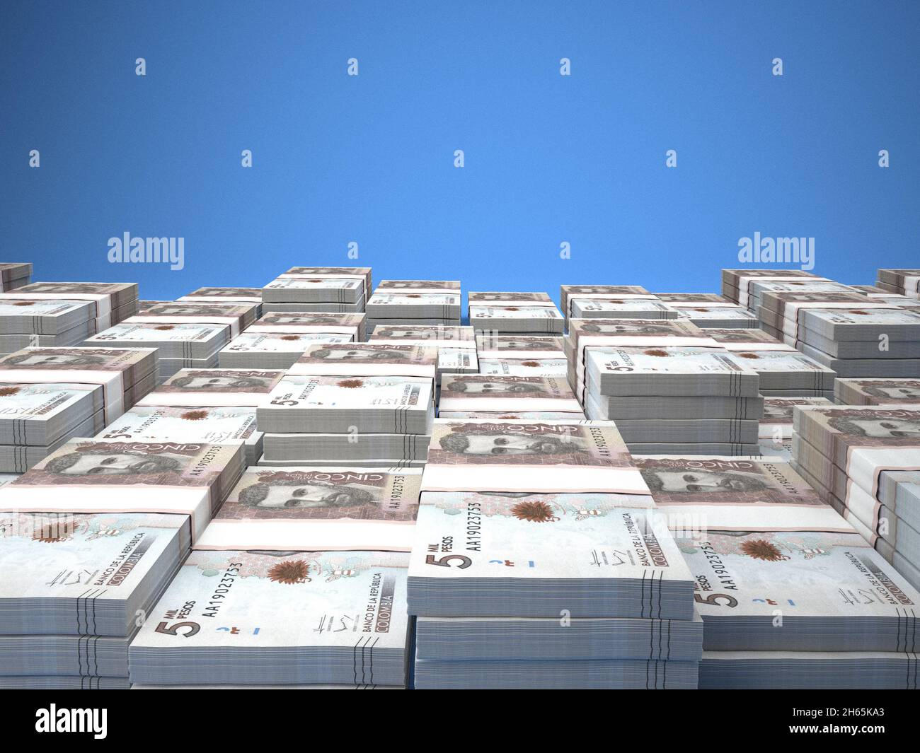 Money of Colombia. Colombian peso bills. COP banknotes. 5 pesos ...