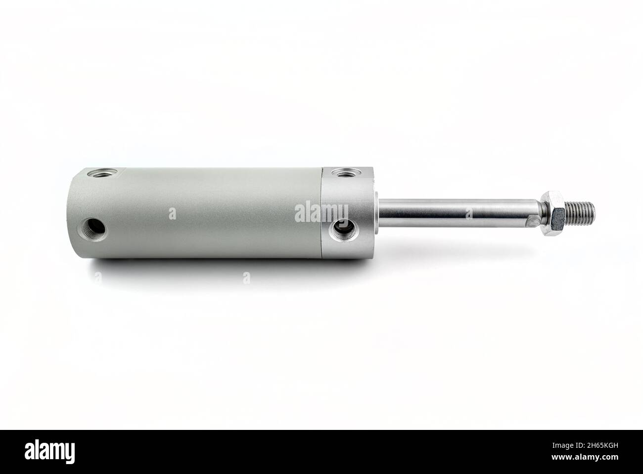 A close up photo of a pneumatic air cylinder with no thread on the end ...