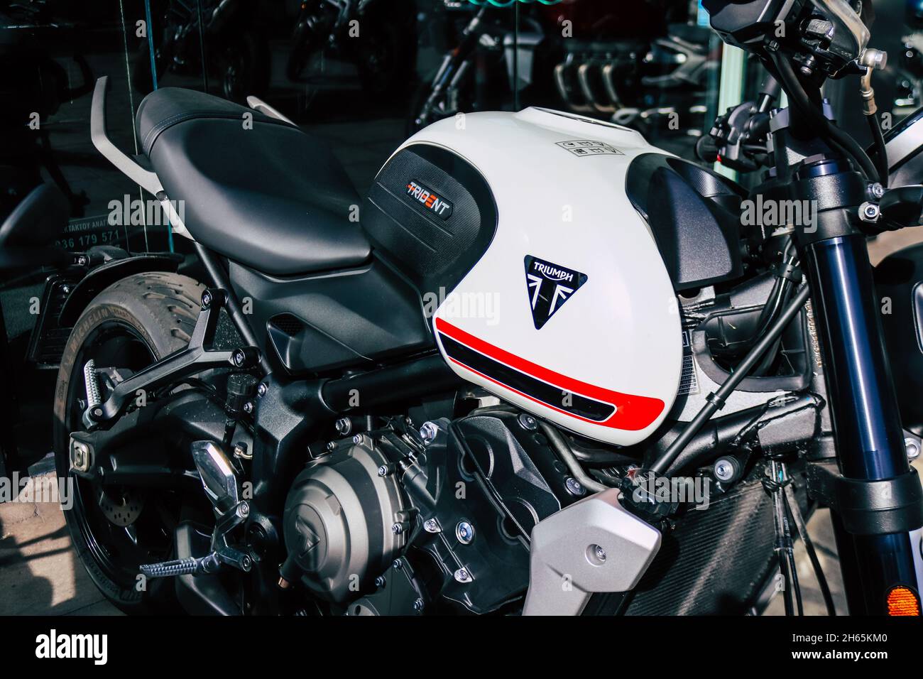 Athens, Greece - November 10, 2021 Triumph motorcycles parked in front ...