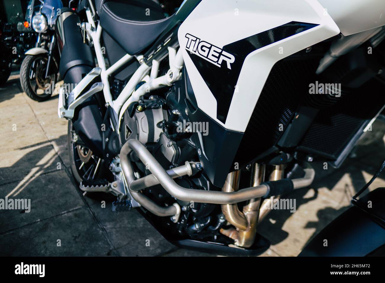 Athens, Greece - November 10, 2021 Triumph motorcycles parked in front ...