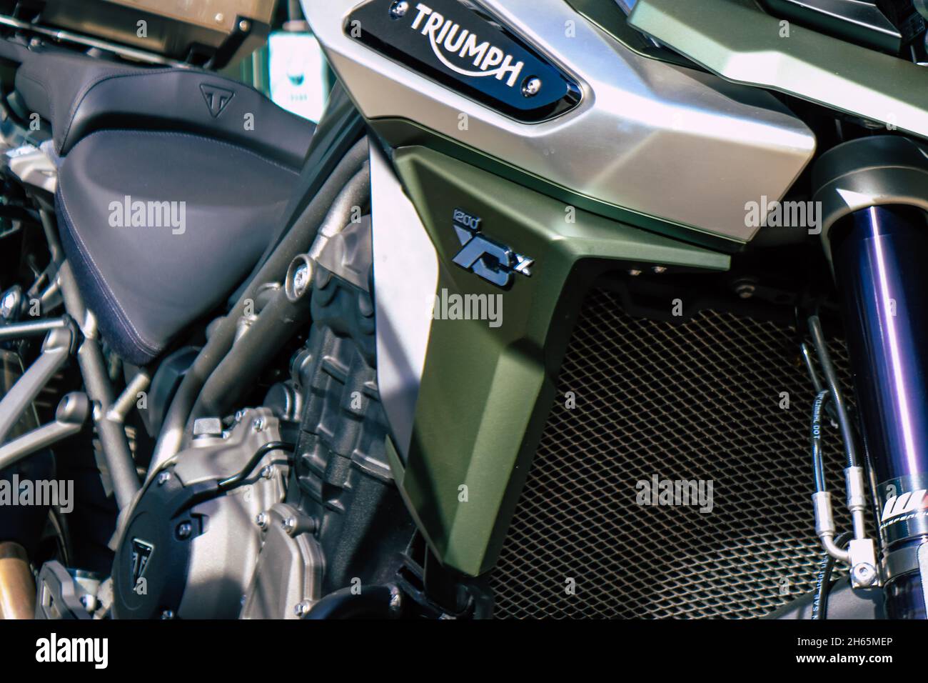Athens, Greece - November 10, 2021 Triumph motorcycles parked in front ...