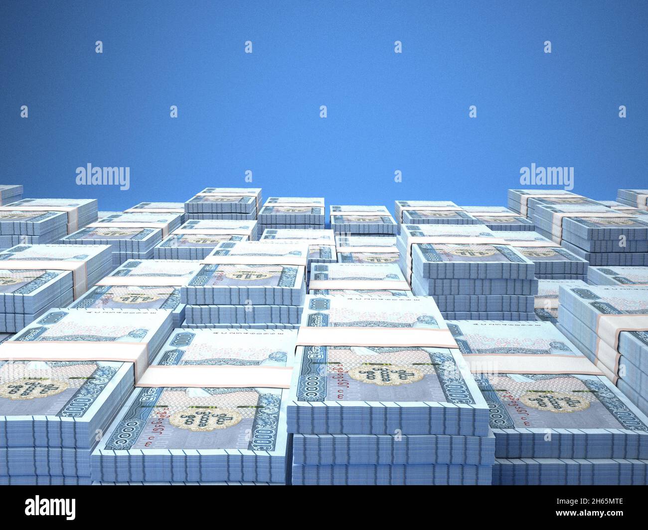 Money of Myanmar. Kyat bills. MMK banknotes. 1000 Burmese. Business ...