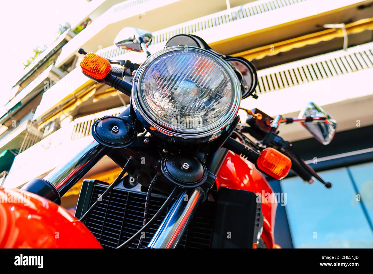 Athens, Greece - November 10, 2021 Triumph motorcycles parked in front ...