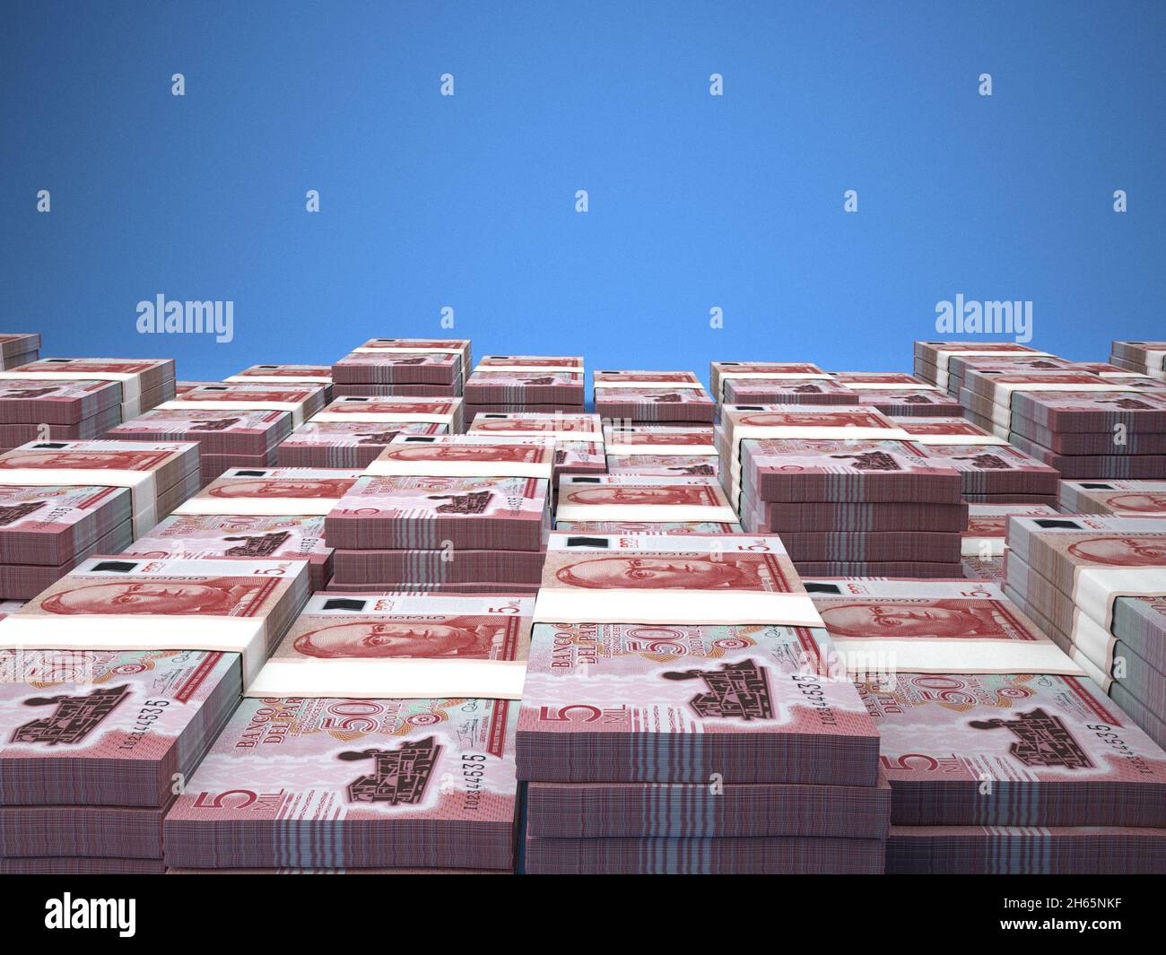 Money of Paraguay. Guarani bills. PYG banknotes. 5000 Spanish. Business ...