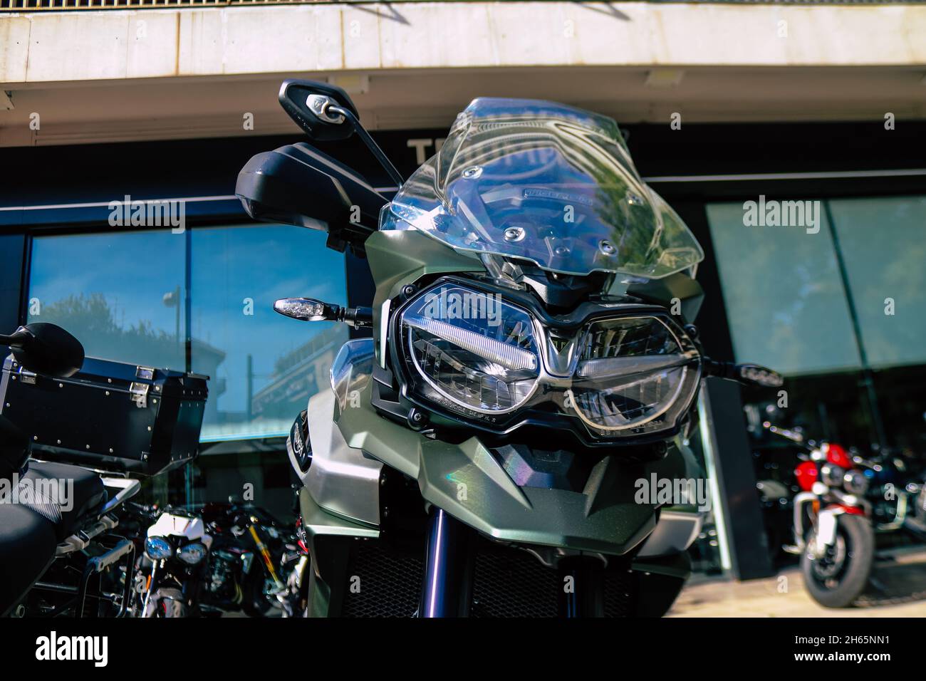 Athens, Greece - November 10, 2021 Triumph motorcycles parked in front ...