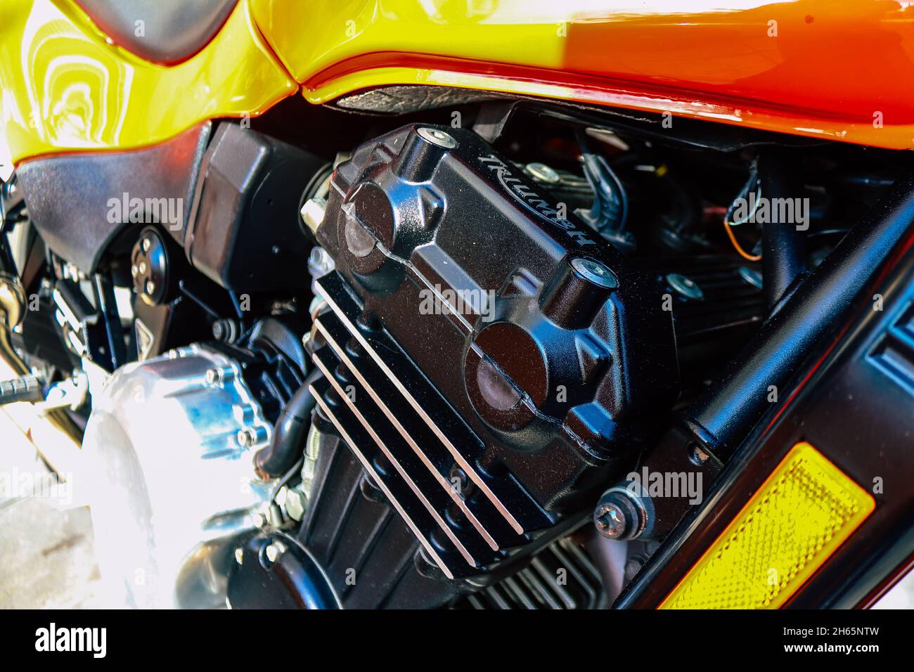 Athens, Greece - November 10, 2021 Triumph motorcycles parked in front ...