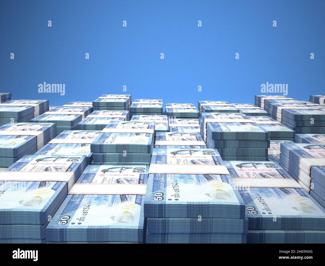 Money of Sri Lanka. Rupee bills. LKR banknotes. 50 Sinhala. Business ...