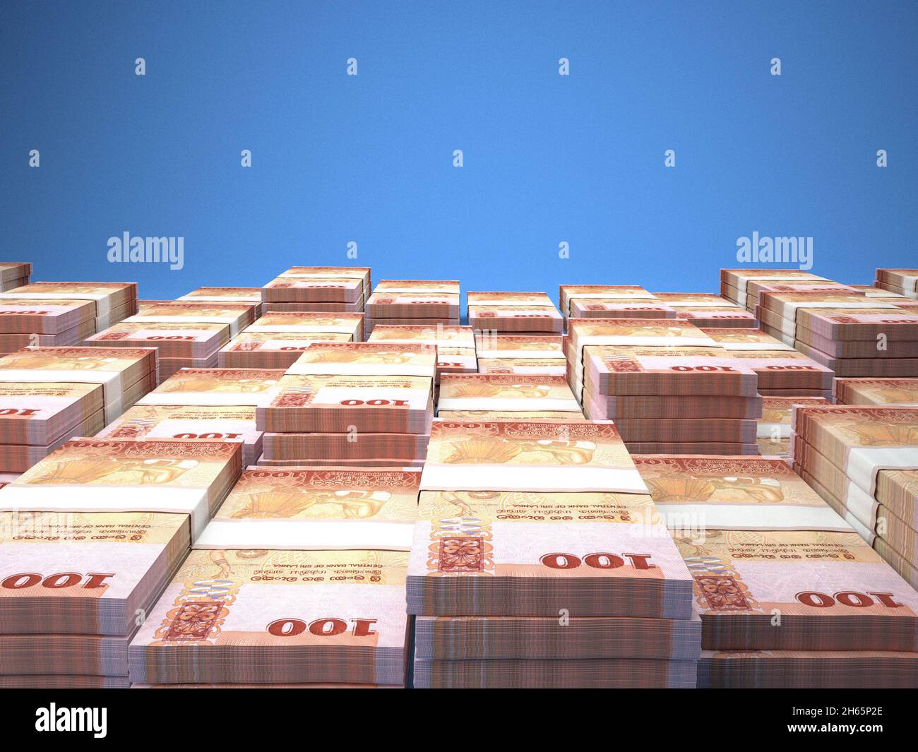 Money of Sri Lanka. Rupee bills. LKR banknotes. 100 Sinhala. Business ...