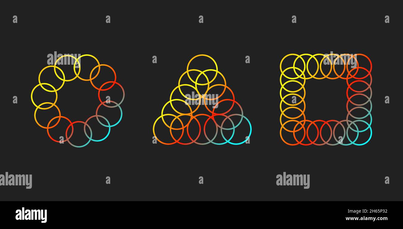 Triangular, round and square shape isolated on white background. Circle ...