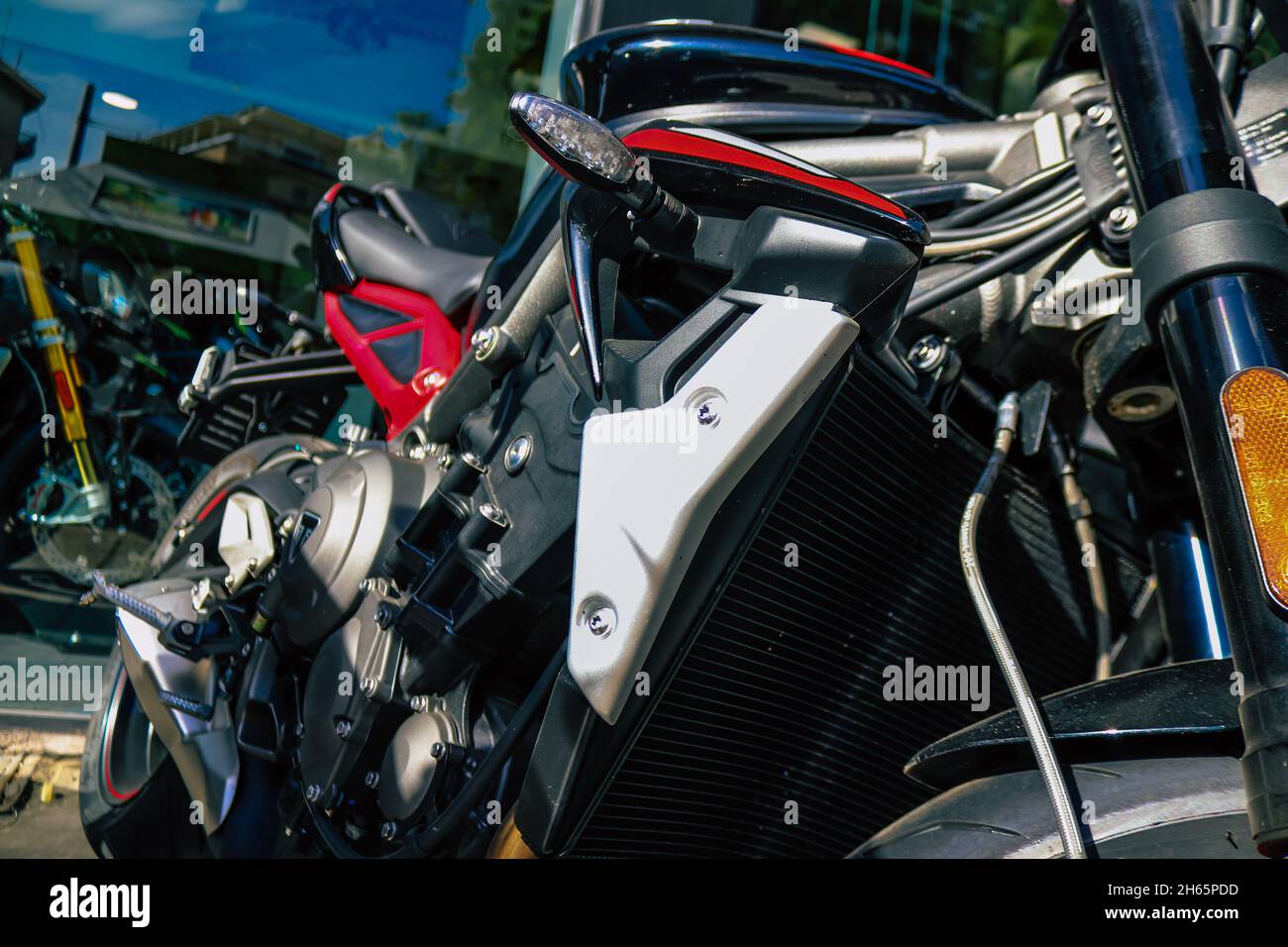 Athens, Greece - November 10, 2021 Triumph motorcycles parked in front ...
