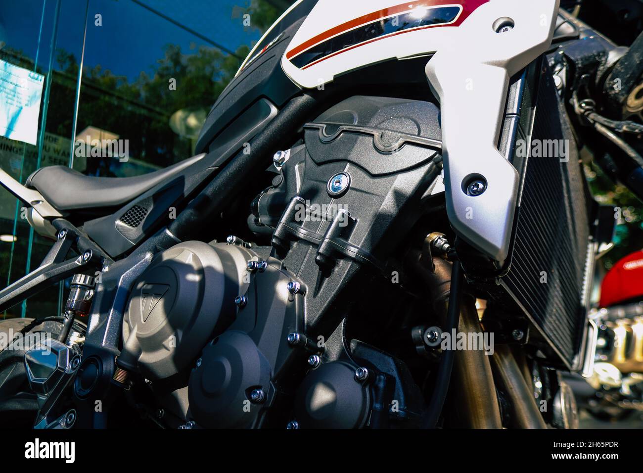 Athens, Greece - November 10, 2021 Triumph motorcycles parked in front ...