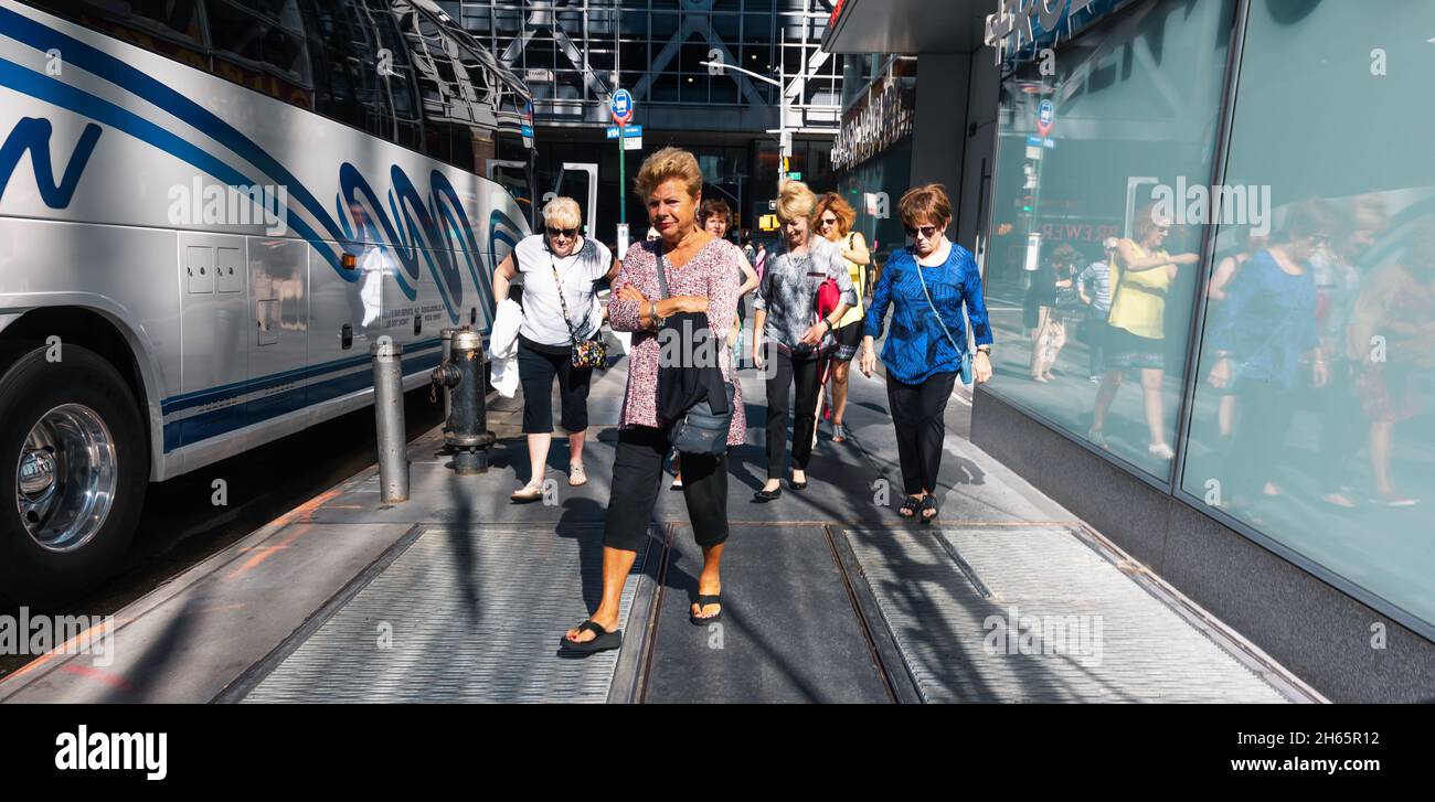 NEW YORK, USA - Sep 23, 2017: Manhattan street scene. New Yorkers and ...