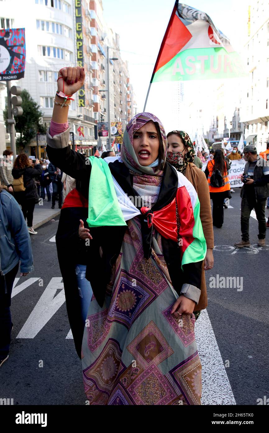 Madrid, Spain; 13.11.2021.- Sahrawis from all over Spain demonstrate in ...