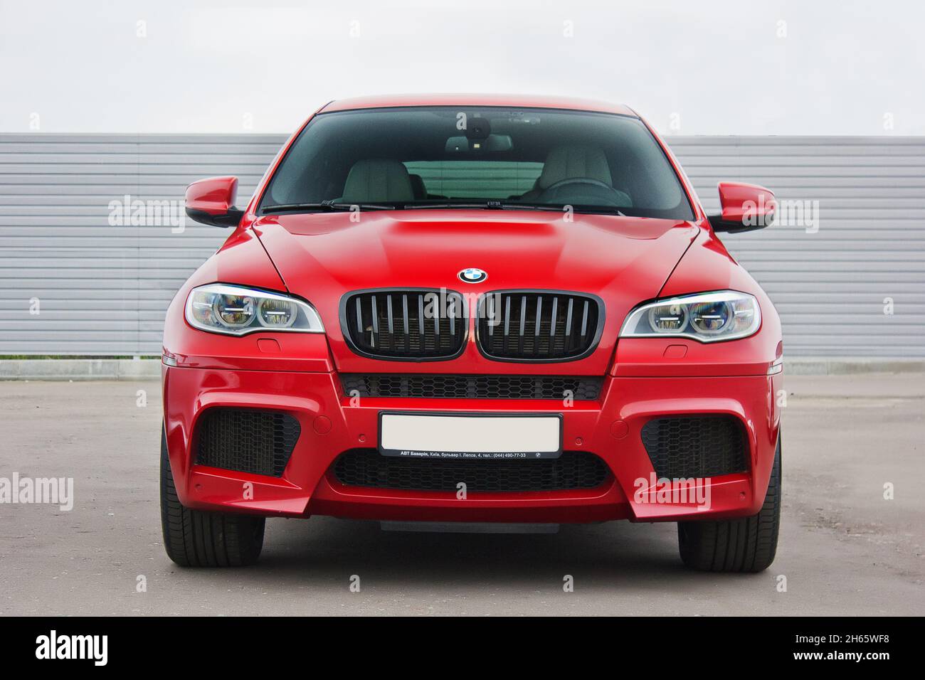 Kiev, Ukraine - October 14, 2016: Red SUV BMW X6 M against the ...