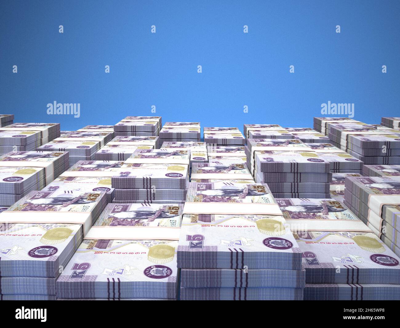 Money of Zambia. Kwacha bills. ZMW banknotes. 5 Bemba. Business ...