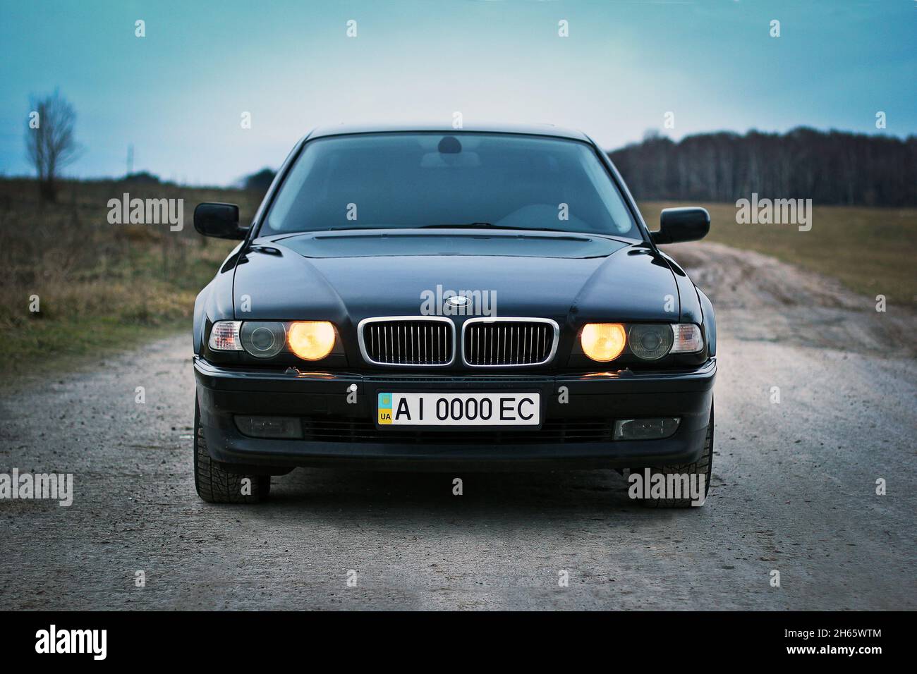 Chernigov, Ukraine - January 7, 2014: Black BMW 7 Series E38 on the ...