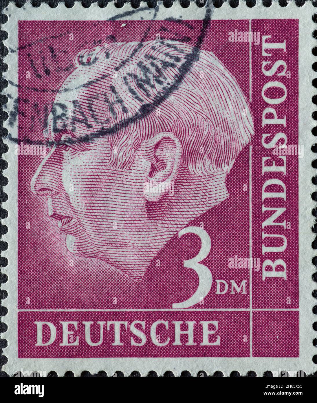 GERMANY - CIRCA 1954: this postage stamp shows the first German ...