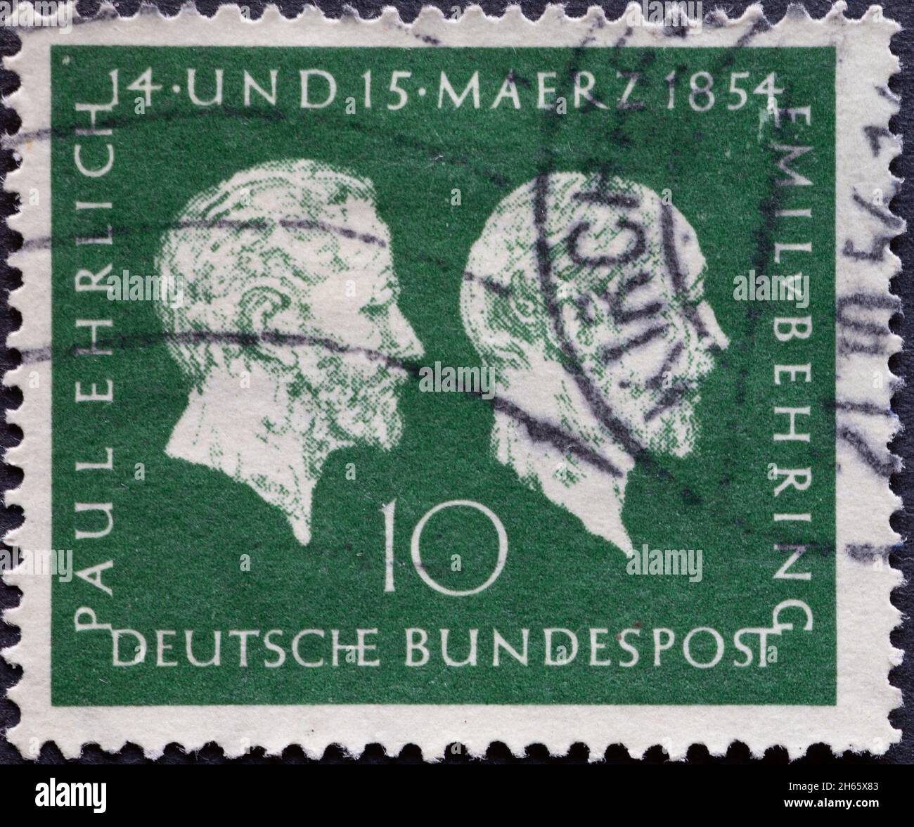 GERMANY - CIRCA 1954: this postage stamp shows a protrait by Prof. Paul ...