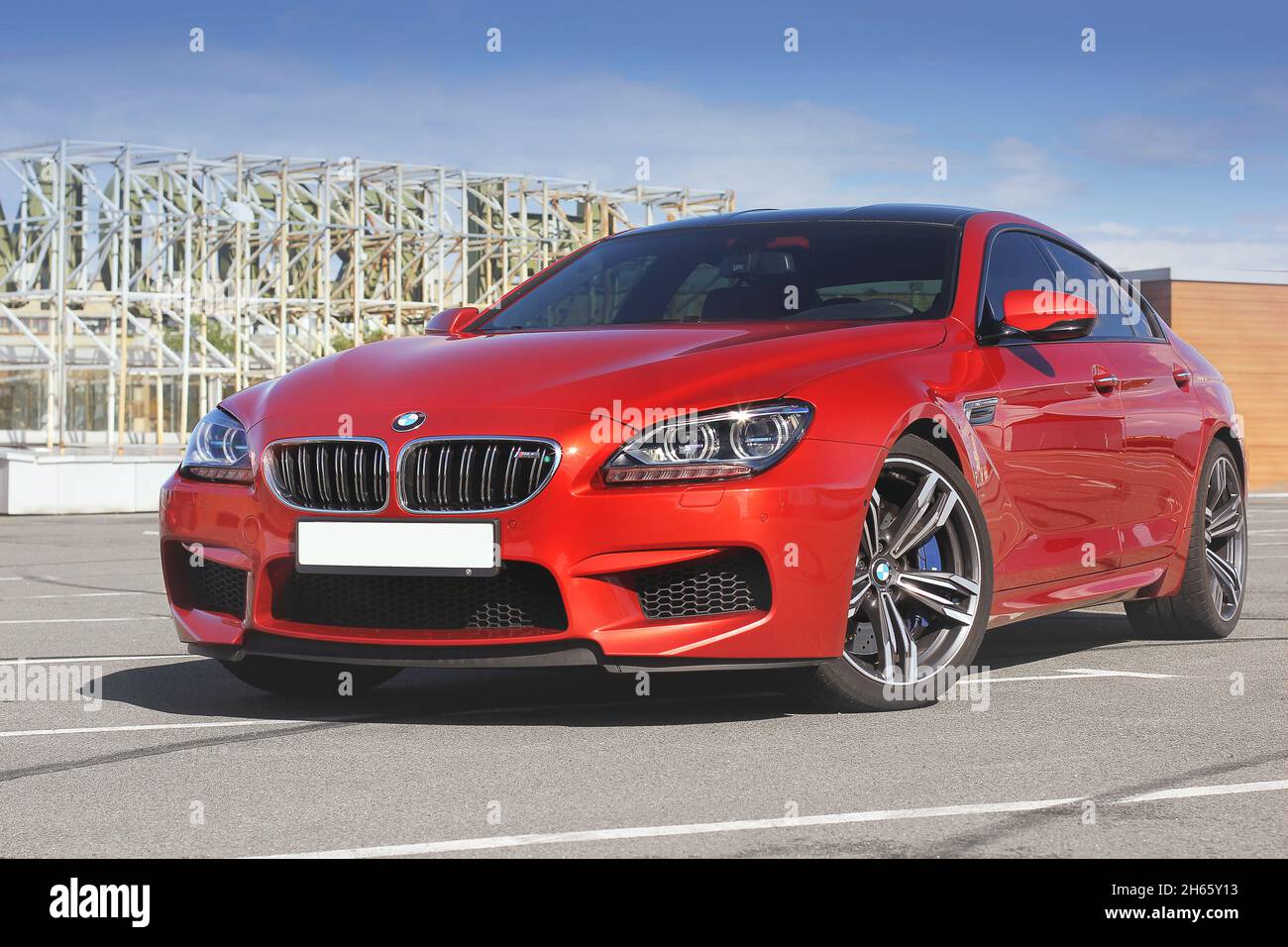 Kiev, Ukraine - June 22, 2014: Red BMW M6 Gran Coupe in the city Stock ...