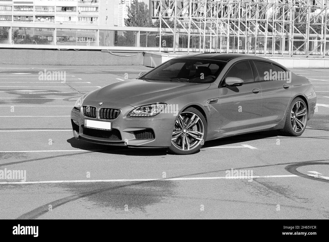 Kiev, Ukraine - June 22, 2014: Red BMW M6 Gran Coupe in the city Stock ...