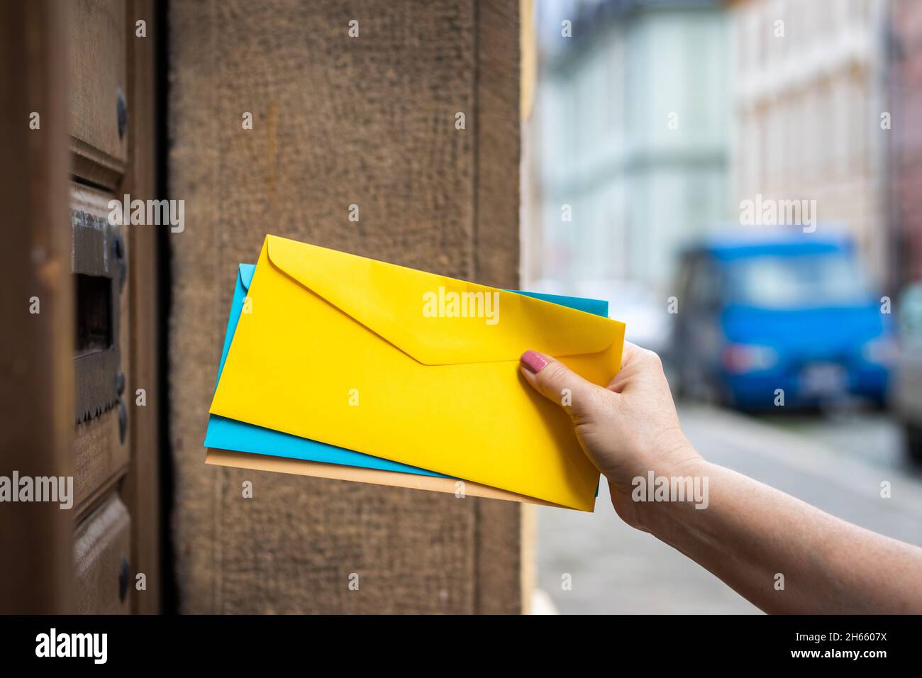 Woman sending receiving mail hi-res stock photography and images - Alamy