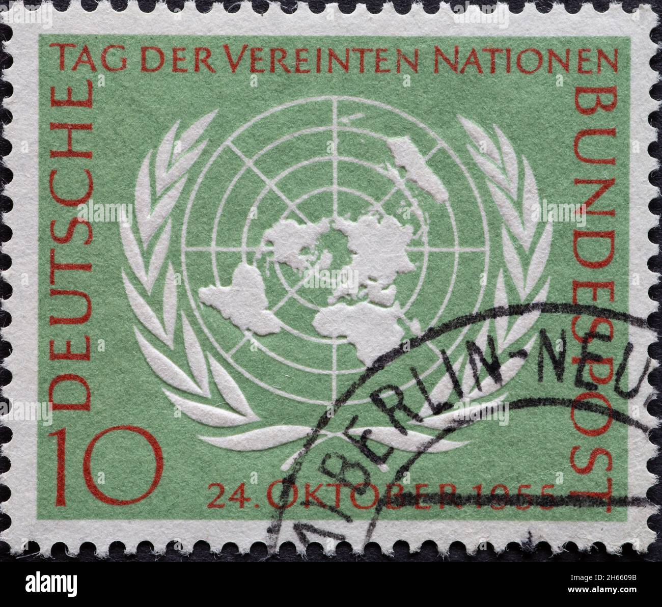 GERMANY - CIRCA 1955: This postage stamp shows the symbol of the United ...