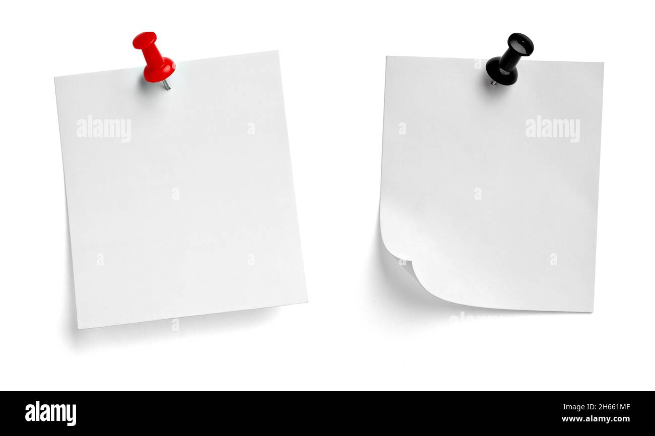 note paper push pin message red white black Stock Photo - Alamy