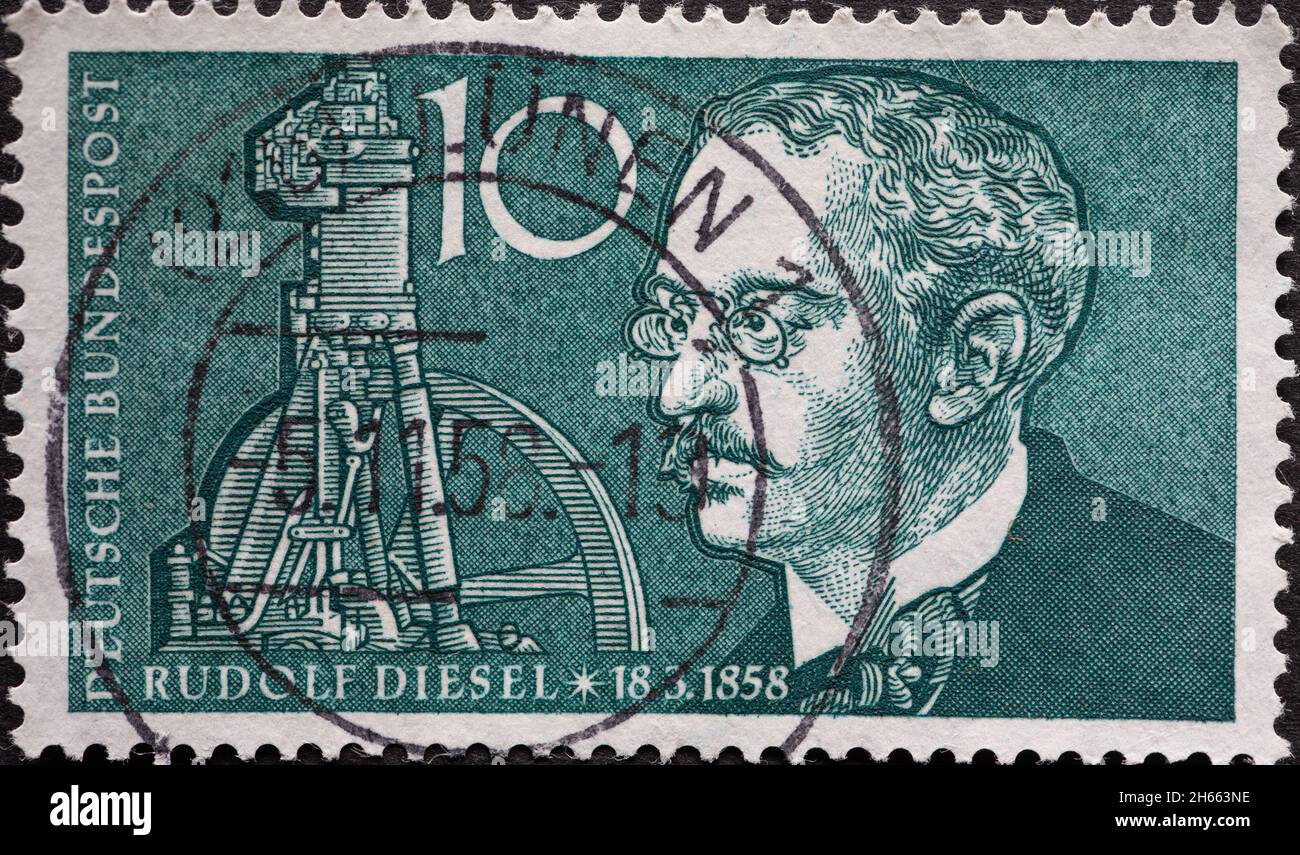 GERMANY - CIRCA 1958: a postage stamp printed in Germany showing a ...
