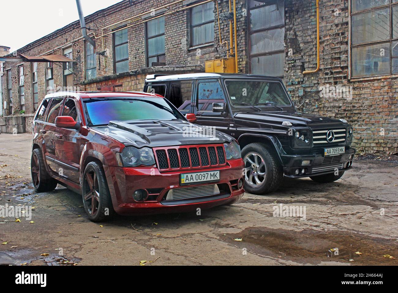 Kiev, Ukraine - September 8, 2013: Mercedes-Benz G500 and Jeep Grand ...